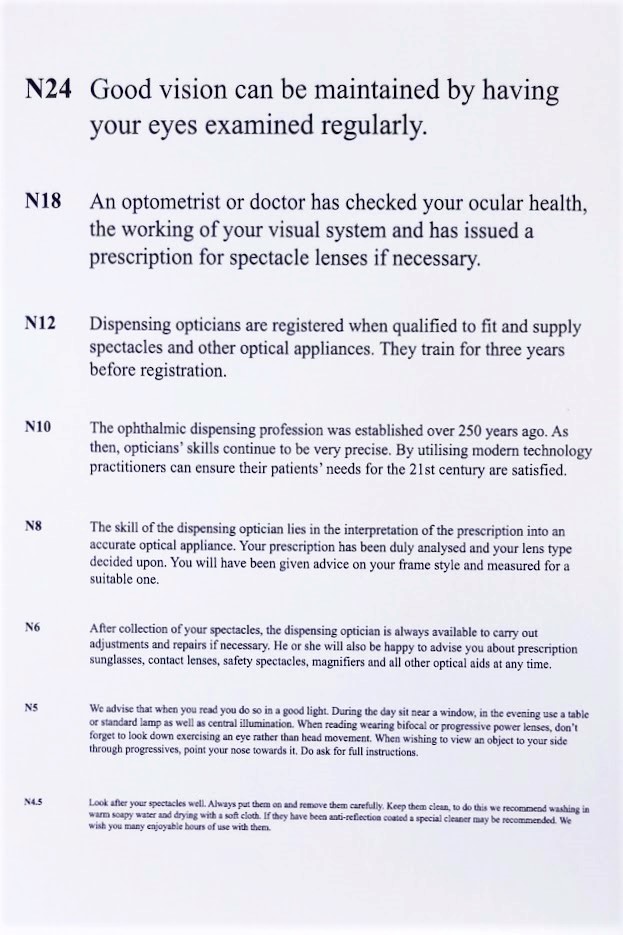 ABDO Near Vision Test Cards x 5 – ABDO College